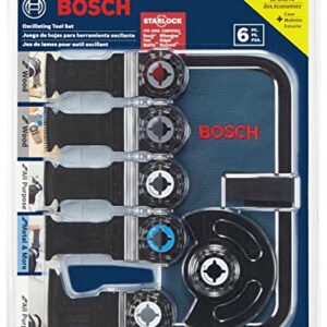 BOSCH OSL006 5-Piece Starlock Oscillating Multi Tool Assorted Set Blades for Mixed Applications in Metal, Wood and Other General Purpose Materials with Included Pouch