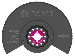 bosch osl400k 1-piece 4 in. starlock oscillating multi tool soft materials bi-metal serrated knife segmented blade for cutting applications in carpet, cardboard, insulation and other materials