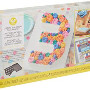 Wilton Letters and Numbers Adjustable Non-Stick Cake Pan Set, 10-Piece Set, Steel