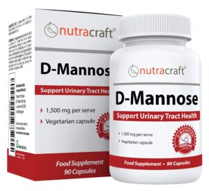 nutracraft 1500mg pure d-mannose supplement for urinary & bladder health | no preservatives or gluten | made in the usa | 90 vegetarian capsules