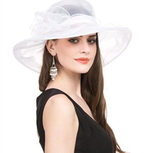 SAFERIN® Women's Church Christening Derby Kentucky Wedding Formal Party Hat White5