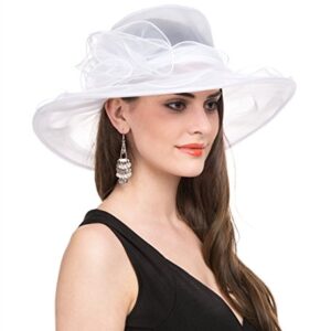 SAFERIN® Women's Church Christening Derby Kentucky Wedding Formal Party Hat White5