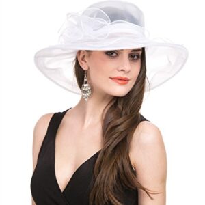 SAFERIN® Women's Church Christening Derby Kentucky Wedding Formal Party Hat White5