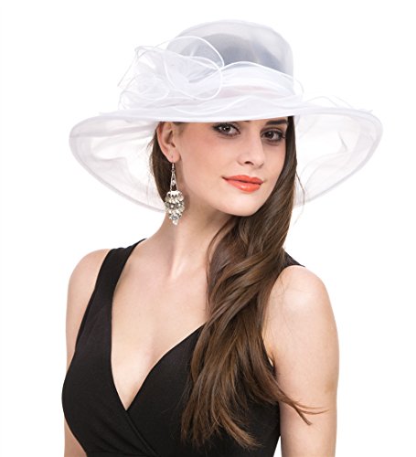 SAFERIN® Women's Church Christening Derby Kentucky Wedding Formal Party Hat White5