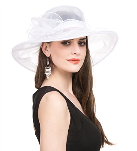 SAFERIN® Women's Church Christening Derby Kentucky Wedding Formal Party Hat White5