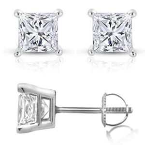 beyond brilliance 14k white gold princess diamond accent earrings by diamond stud earrings for women gift box included