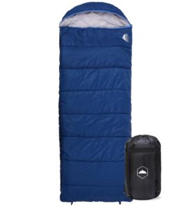 tough outdoors extra large sleeping bag - adult sleeping bag camping & backpacking - 3-season fall, spring, summer sleeping bag - lightweight waterproof compact sleeping bag w/compression sack