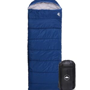 Tough Outdoors Extra Large Sleeping Bag - Adult Sleeping Bag Camping & Backpacking - 3-Season Fall, Spring, Summer Sleeping Bag - Lightweight Waterproof Compact Sleeping Bag w/Compression Sack