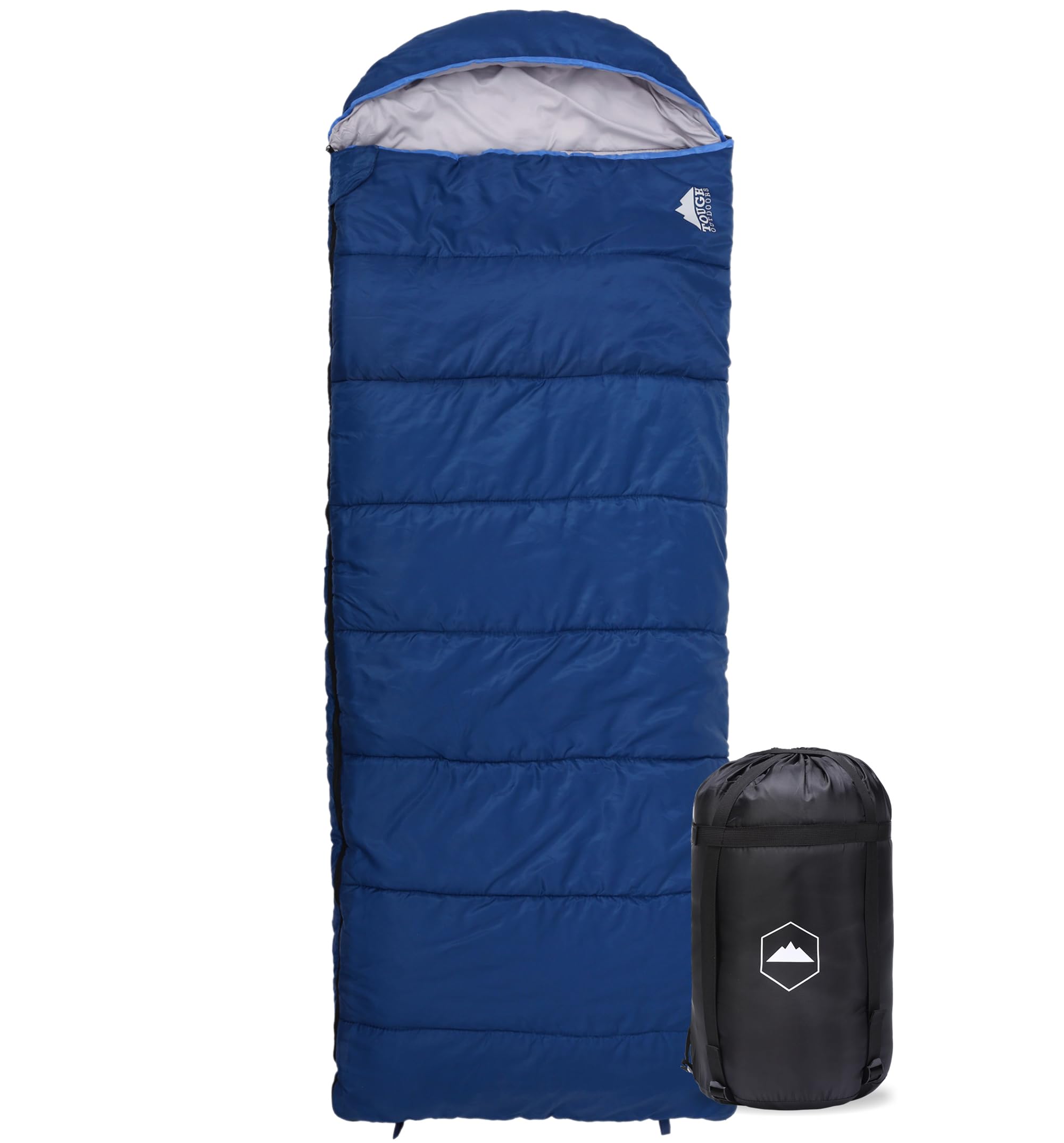 Tough Outdoors Extra Large Sleeping Bag - Adult Sleeping Bag Camping & Backpacking - 3-Season Fall, Spring, Summer Sleeping Bag - Lightweight Waterproof Compact Sleeping Bag w/Compression Sack