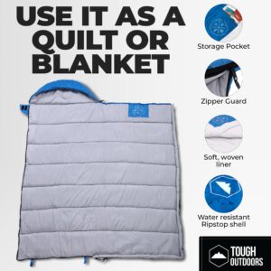 Tough Outdoors Extra Large Sleeping Bag - Adult Sleeping Bag Camping & Backpacking - 3-Season Fall, Spring, Summer Sleeping Bag - Lightweight Waterproof Compact Sleeping Bag w/Compression Sack