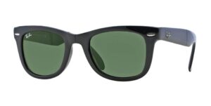 ray-ban rb4105 folding wayfarer unisex sunglasses (black frame/crystal green lens 601, 50)