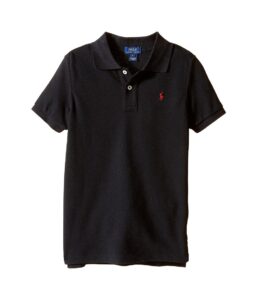 polo ralph lauren kids boy's basic mesh polo (little kids/big kids) polo black 7 big kids