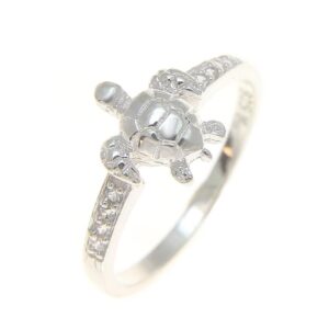 Arthur's Jewelry Sterling silver 925 Hawaiian sea turtle ring with clear cz size 5