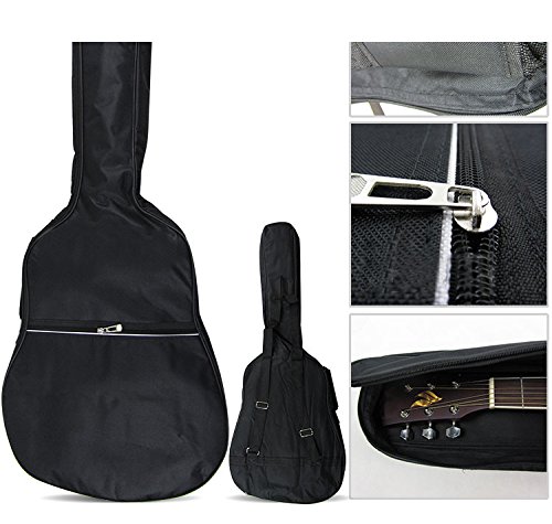 HOT SEAL 5MM Sponge Waterproof Durable Colorful Conventional Guitar Case Bag with Storage (For 40&41 Inch, Black)