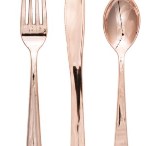 Creative Converting Hunter Green Knives-24 pcs. Assorted Plastic Cutlery Set, Rose Gold