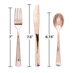 Creative Converting Hunter Green Knives-24 pcs. Assorted Plastic Cutlery Set, Rose Gold