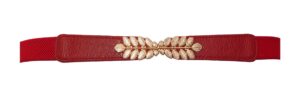 evogues plus size leaf interlocking buckle elastic belt red - one size plus