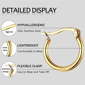 Jstyle 3 Pairs Stainless Steel Hoop Earrings for Women Huggie 10MM