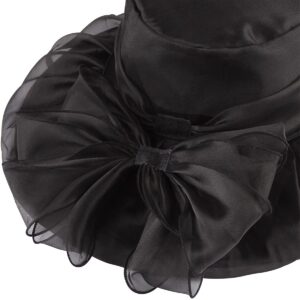 Acecharming Womens Sun Hat Organza Wide Brim Wedding Hats Ladies Summer Gauze Cap for Church Wedding Party Beach Travel Outgoing(Black)