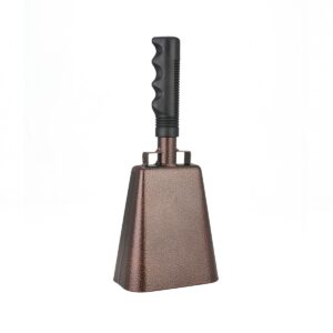 WMM 12 Inch Steel Cowbell with Handle Cheering Bell for Sports Events Large Solid School Bells & Chimes Percussion Musical Instruments Call Bell Alarm(Copper)