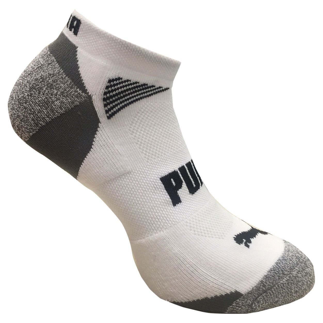 Puma Mens Low Cut All Sport No Show Socks 6-Pair stock size 10-13 shoe size 6-12, White/Grey