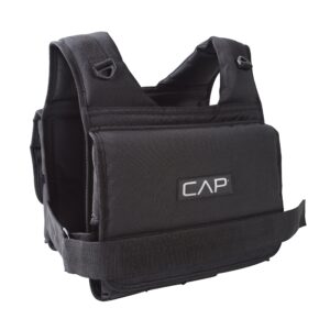 cap barbell unisex-adult barbell hhwv-cb020s short adjustable weighted vest, 20 lb., short 20-pound, black