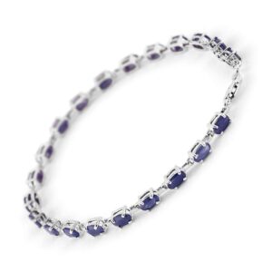 Galaxy Gold GG 8 CTW 14k Solid White Gold Tennis Bracelet Natural Sapphire