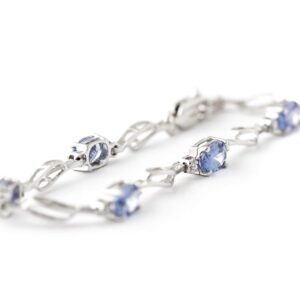 Galaxy Gold GG 14k Solid White Gold Tennis Bracelet withTanzanite & Diamonds