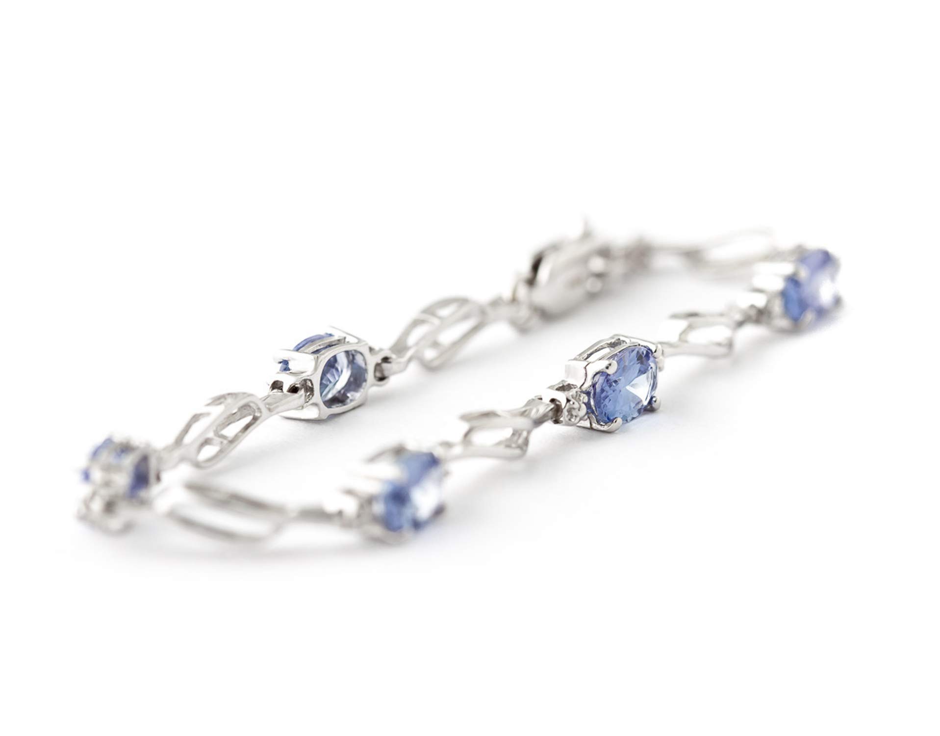 Galaxy Gold GG 14k Solid White Gold Tennis Bracelet withTanzanite & Diamonds