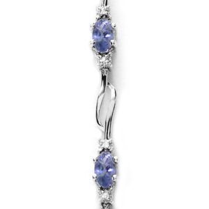 Galaxy Gold GG 14k Solid White Gold Tennis Bracelet withTanzanite & Diamonds