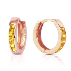 galaxy gold gg 0.7 ctw 14k solid rose gold hoop huggie earrings citrine