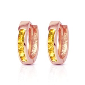 Galaxy Gold GG 0.7 CTW 14k Solid Rose Gold Hoop Huggie Earrings Citrine