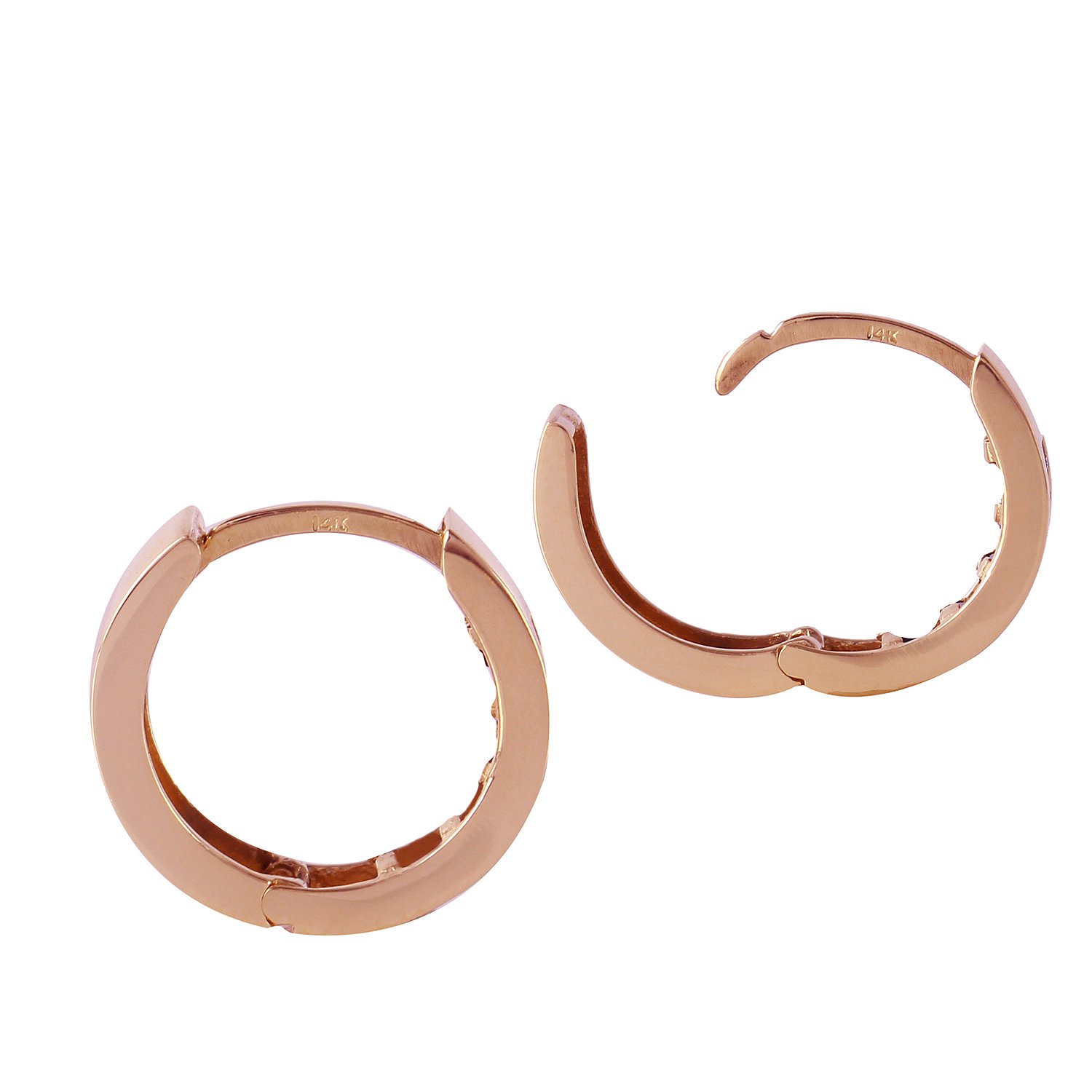 Galaxy Gold GG 0.7 CTW 14k Solid Rose Gold Hoop Huggie Earrings Citrine