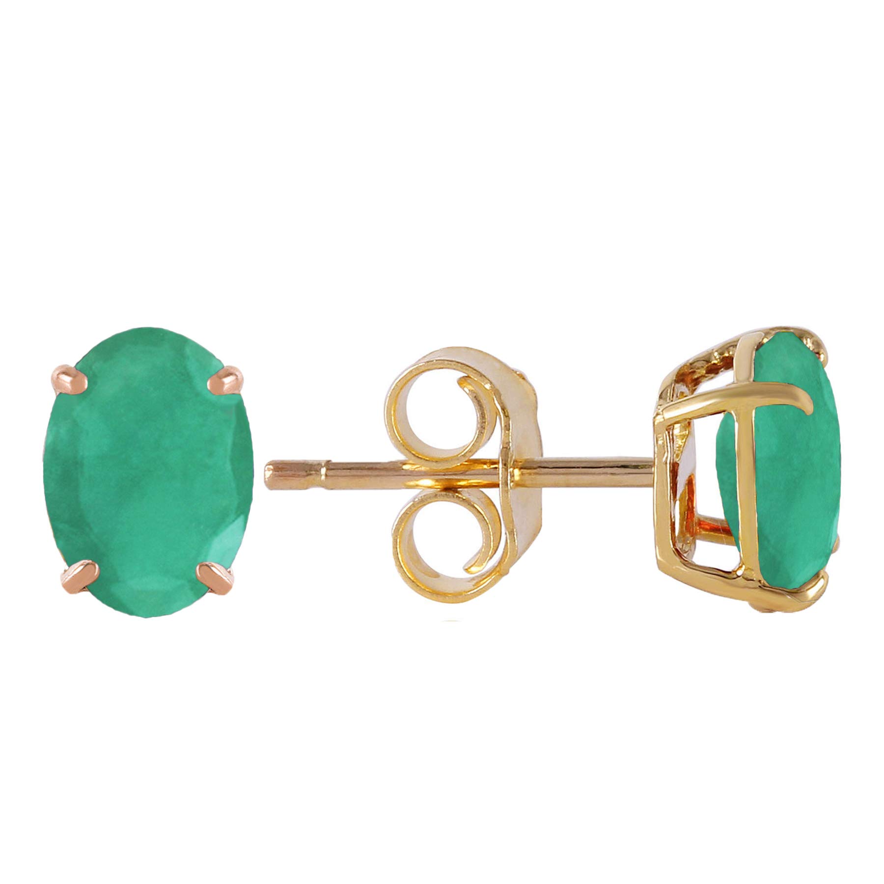 Galaxy Gold GG 1.8 Carat 14k Solid Gold Stud Earrings Natural Emerald