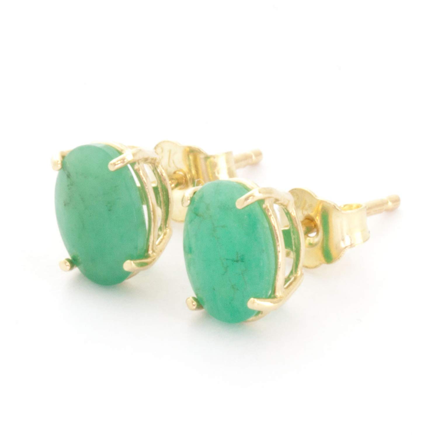 Galaxy Gold GG 1.8 Carat 14k Solid Gold Stud Earrings Natural Emerald