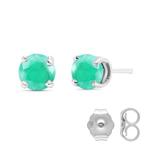 Galaxy Gold GG 14k Solid High Polished White Gold "Spring Doesn't Fade" Earrings with 0.95 Carat Emerald