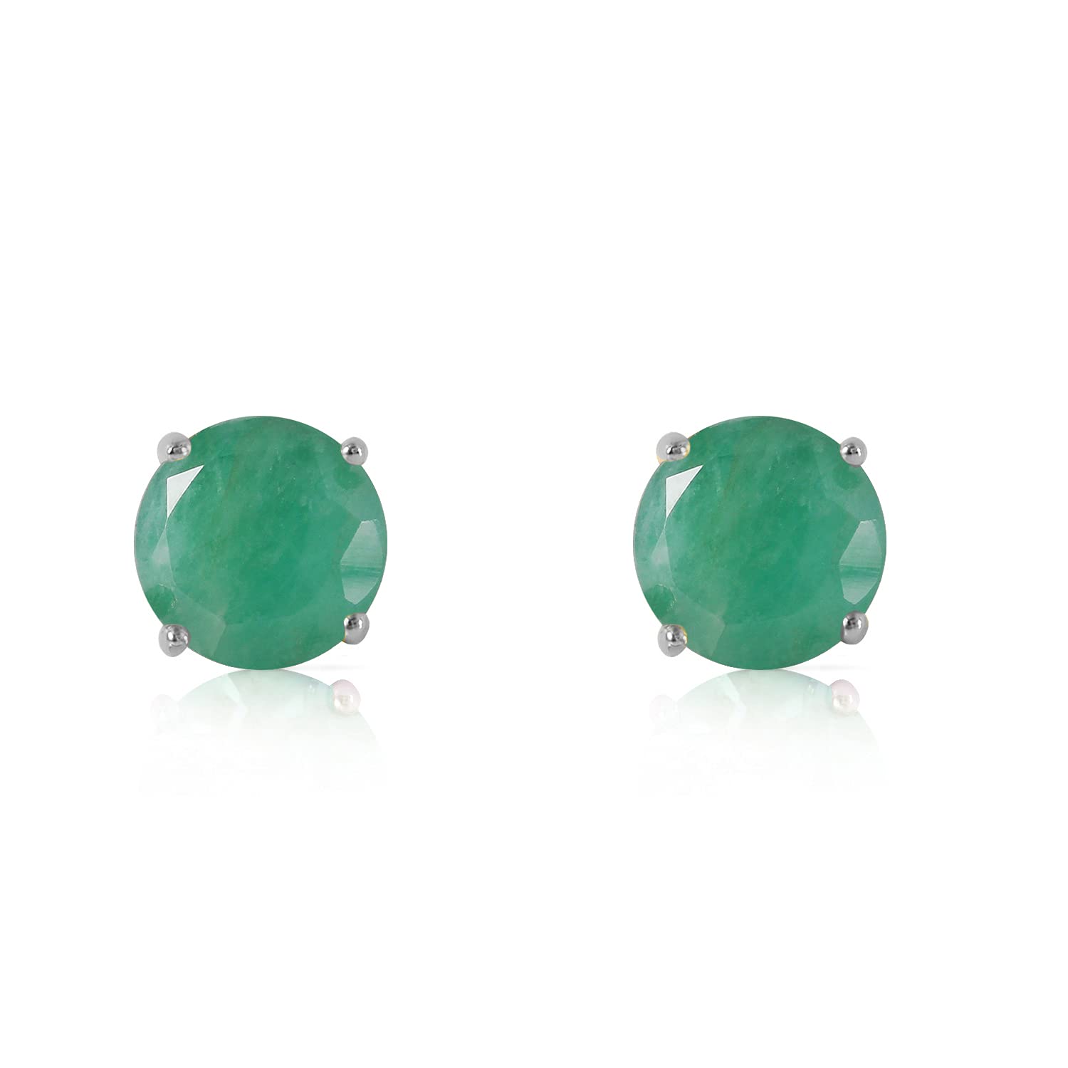 Galaxy Gold GG 14k Solid High Polished White Gold "Spring Doesn't Fade" Earrings with 0.95 Carat Emerald