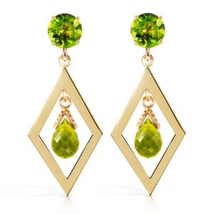 Galaxy Gold GG 2.4 Carat 14k Solid Gold Dangling Earrings with Natural Peridots