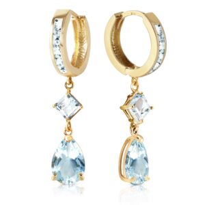 galaxy gold gg 5.62 ctw 14k solid gold huggie earrings dangling aquamarine