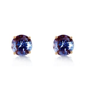 Galaxy Gold GG 14k Solid Rose Gold Stud Earrings with 0.95 Carat Natural Tanzanite