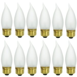 sunlite incandescent 25 watt flame tip chandelier 178 lumens frost light bulb 12 pack