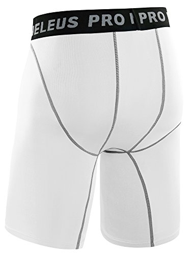 NELEUS Men's Spandex Compression Shorts Athletic Workout Running Performance Baselayer,3 Pack,047,Black,Grey,White,US S,EU M