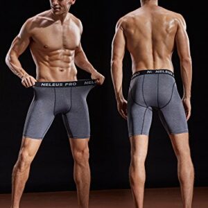 NELEUS Men's Spandex Compression Shorts Athletic Workout Running Performance Baselayer,3 Pack,047,Black,Grey,White,US S,EU M