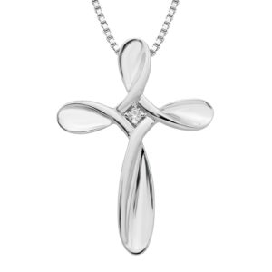 boston bay diamonds diamond cross pendant in .925 sterling silver with 18" chain - choice of color