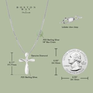 Boston Bay Diamonds Diamond Cross Pendant in .925 Sterling Silver with 18" Chain - Choice of Color