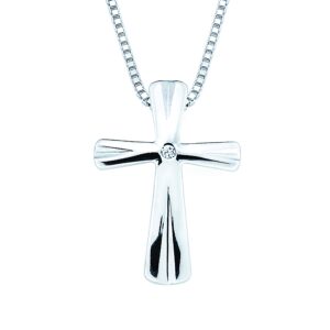 boston bay diamonds .925 sterling silver diamond accent cross pendant necklace with 18" chain (i color, i1 clarity)