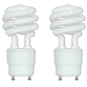 (2-pack) satco s8205 18-watt 2700k gu24 base mini spiral compact fluorescent lamp,warm white, 75w equal