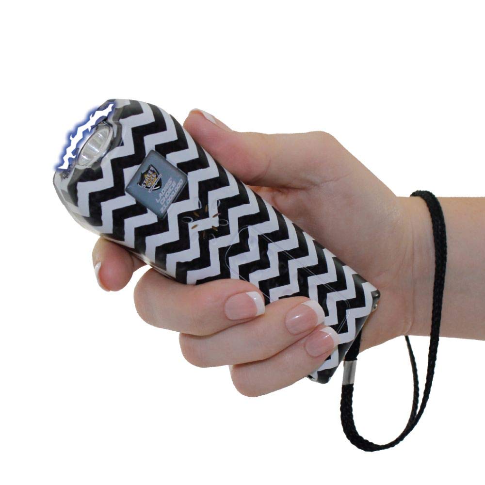 Streetwise Ladies Choice 21,000,000 Stun Gun for Women Self Defense - Personal Defense Equipment with Loud Alarm and Flashlight - Rechargeable with Holster and Safety Switch - Black/White Stripes