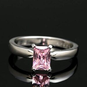 4pcs His Hers Camo Pink Radiant Stainless Steel Sterling Silver Wedding Ring Set (Size His 13, Hers 08)