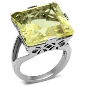 marimor jewelry 32.44 carat princess cut citrine yellow cubic zirconia stainless steel cocktail ring size 5